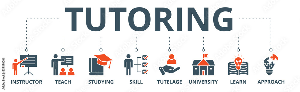 Tutoring banner web icon vector illustration concept with icon of ...