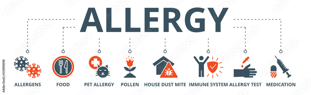 Allergy banner web icon vector illustration concept with icon of ...