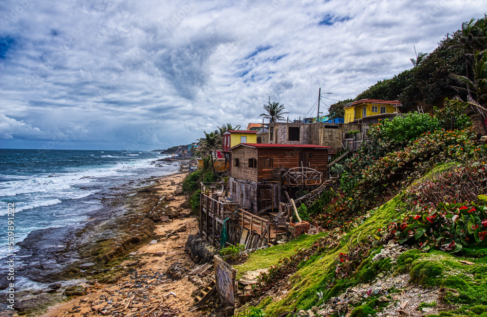 Poverty in the Caribbean - la Perla - Puerto Rico Stock Illustration ...