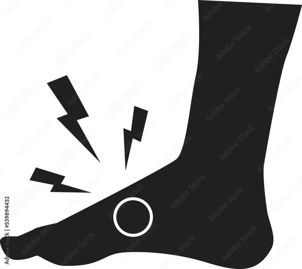 Foot cramp icon on white background. Muscle cramp sign. ankle pain ...