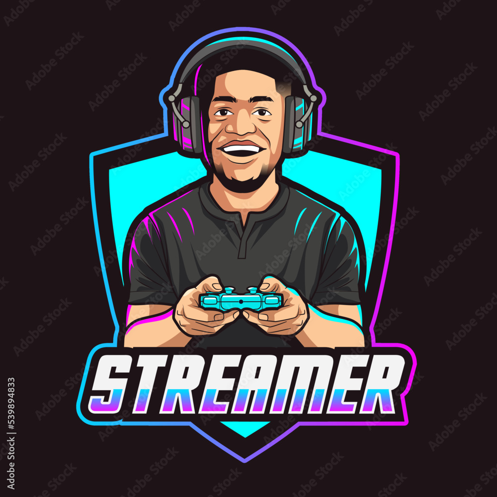 gamer streamer mascot logo vector illustration Stock Vector | Adobe Stock