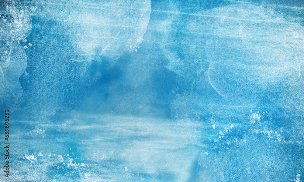 Abstract ice background. Blue background with cracks on the ice surface ...