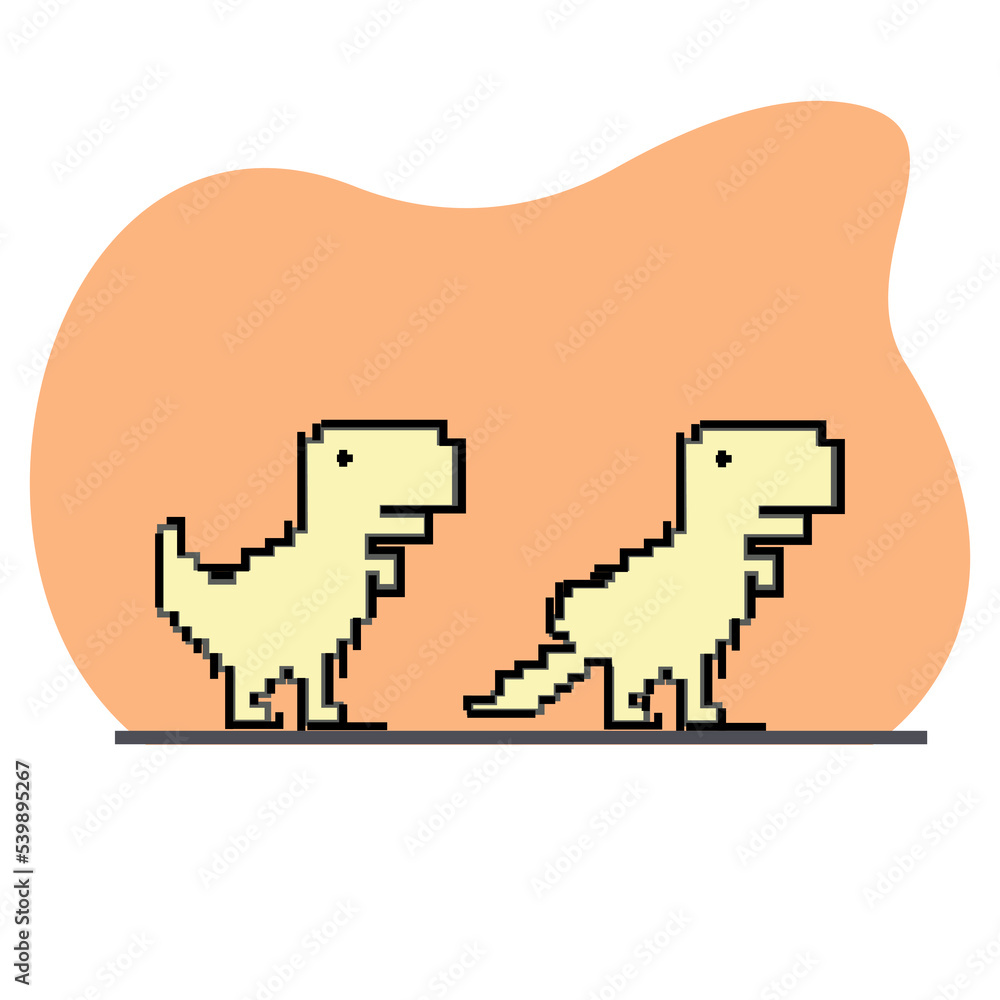 Vector Dinosaur pixel 8 bit concept. No internet connection or lost ...