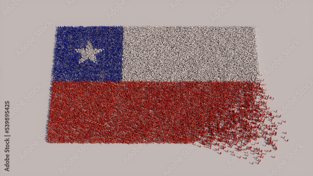 Chilean Flag formed from a Crowd of People. Banner of Chile on White ...