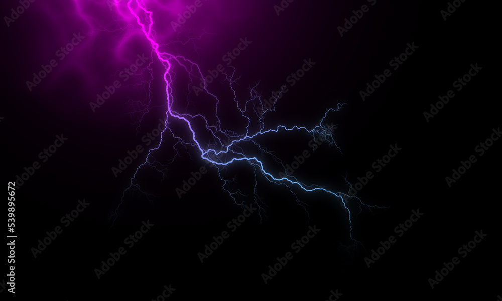 Massive lightning bolt with branches isolated on black background ...