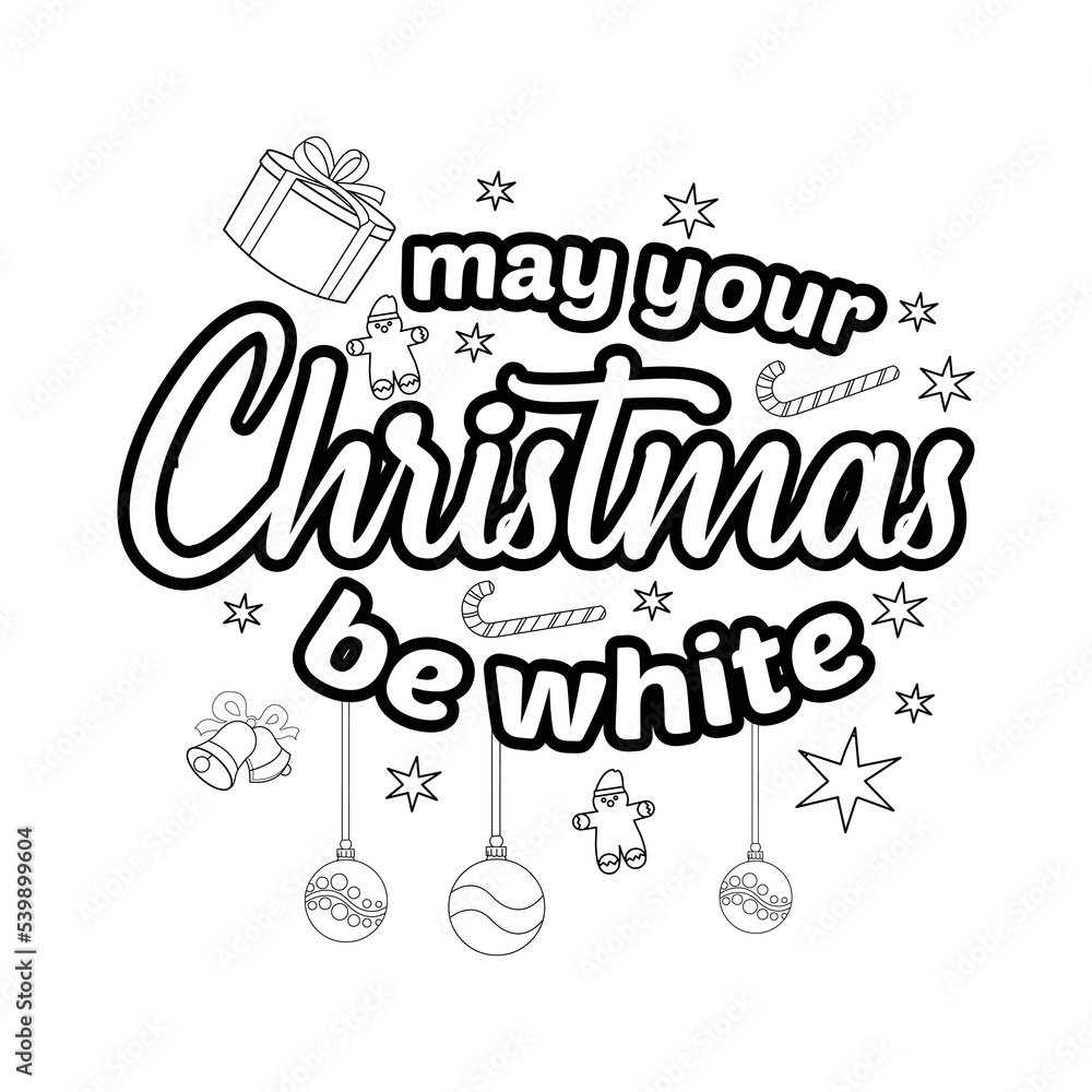 Merry Christmas Coloring page. Christmas line art coloring page design ...