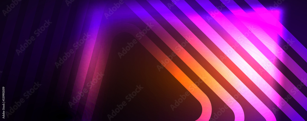 Neon glowing lines and angles, magic energy space light concept. Vector ...