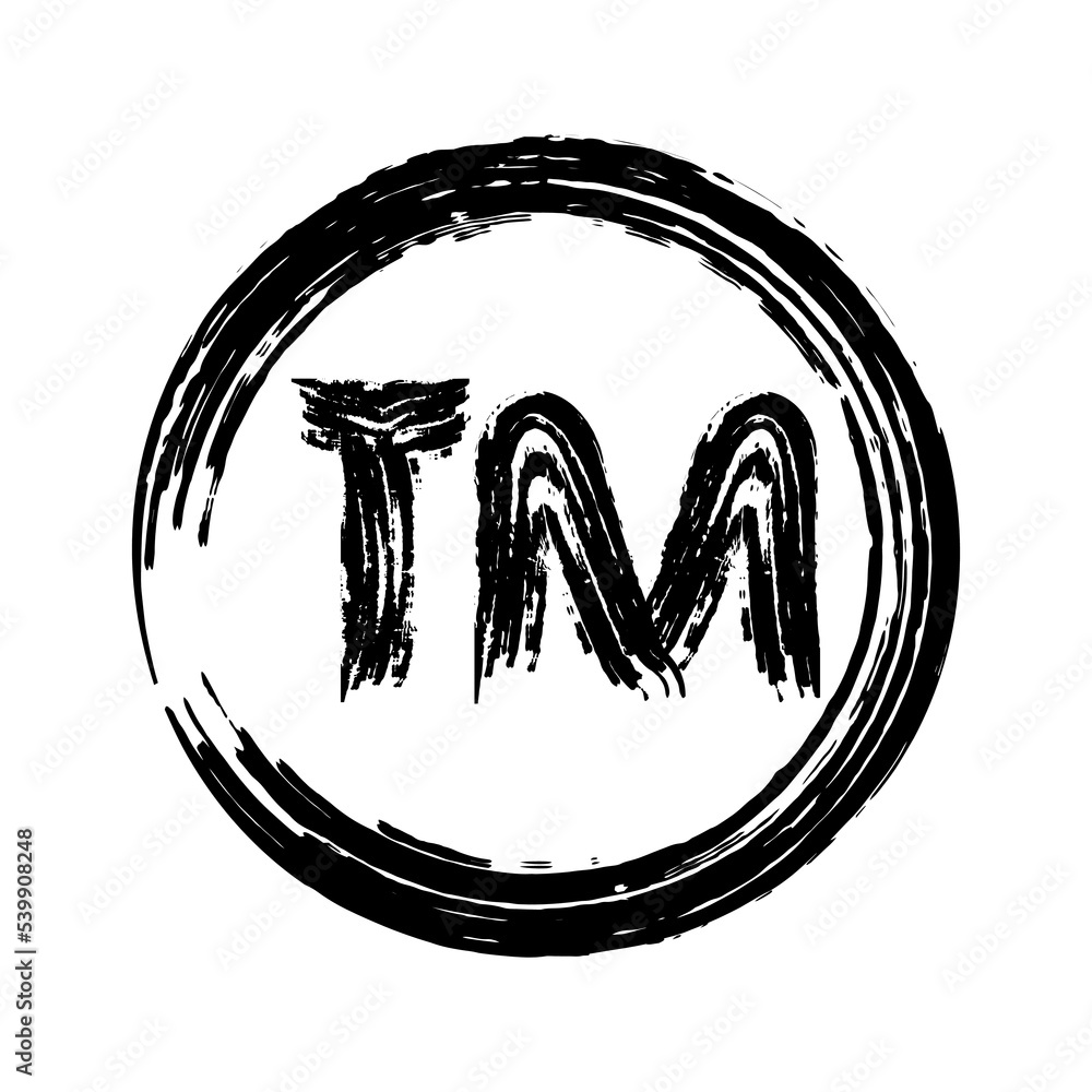 TM sign - Trademark in a circle, black brush drawing, vector Stock ...