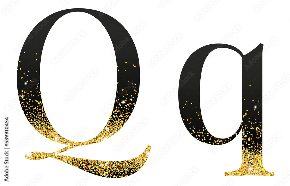 Elegant Black and Gold Glitter alphabet set with letters, numbers ...