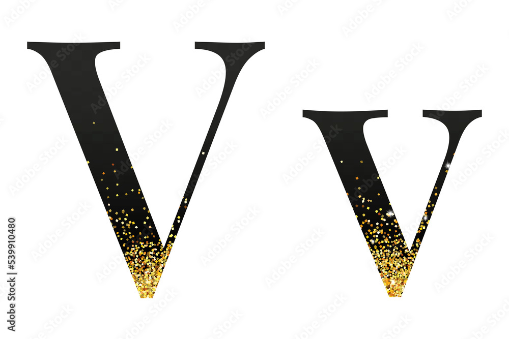 Elegant Black and Gold Glitter alphabet set with letters, numbers ...