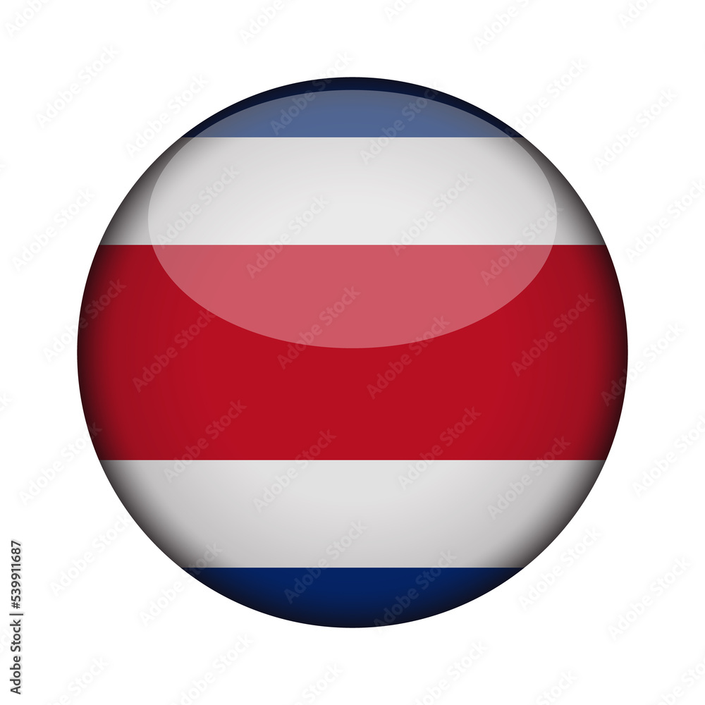 costa rica Flag in glossy round button of icon. National concept sign ...