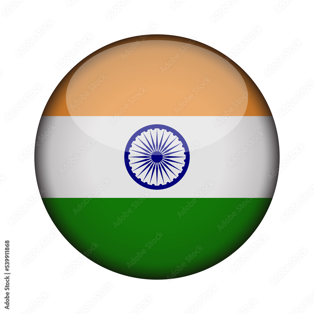 india Flag in glossy round button of icon. National concept sign ...