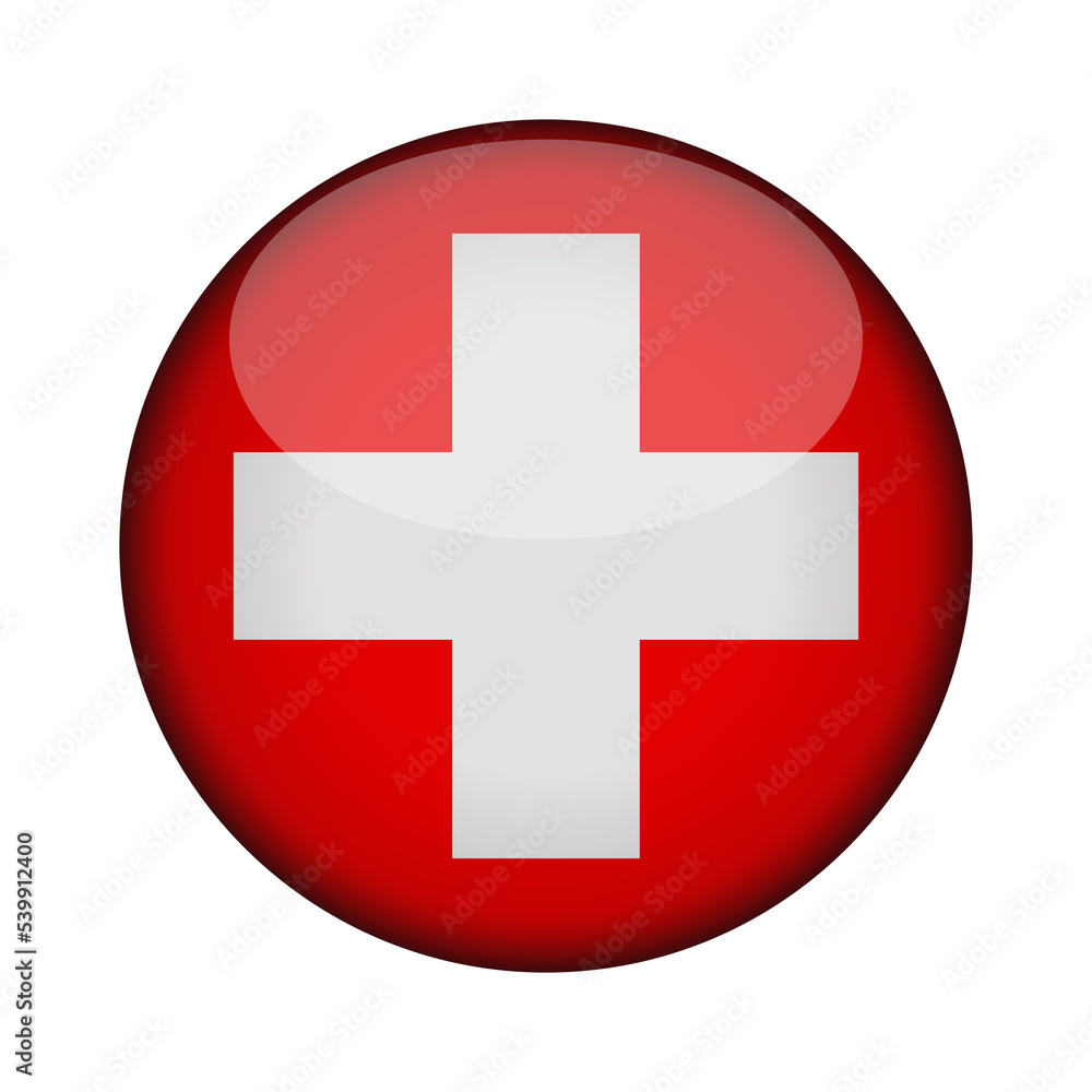 switzerland Flag in glossy round button of icon. National concept sign ...
