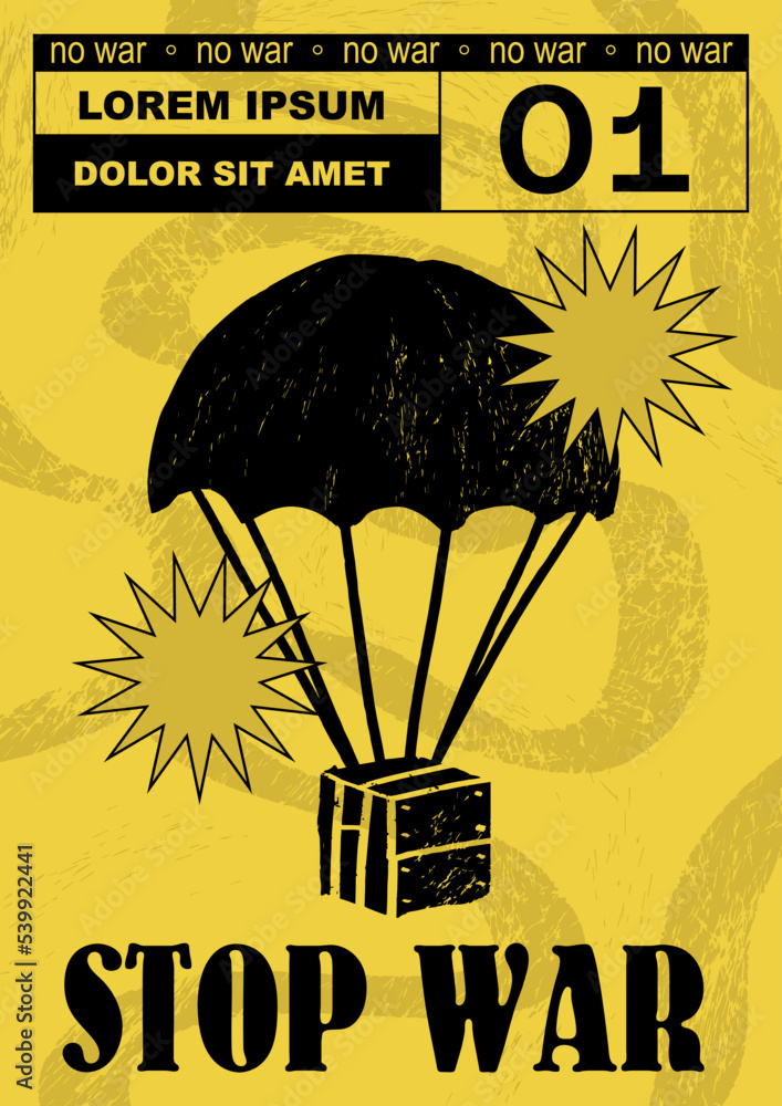 Anti-nuclear war propaganda poster. No to War, Stop War. Set of vector ...