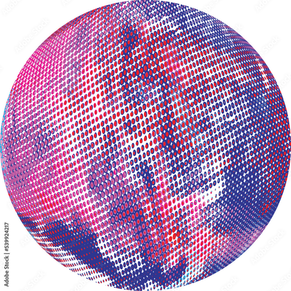 Halftone dots in sphere form. round logo . vector dotted ball . design ...
