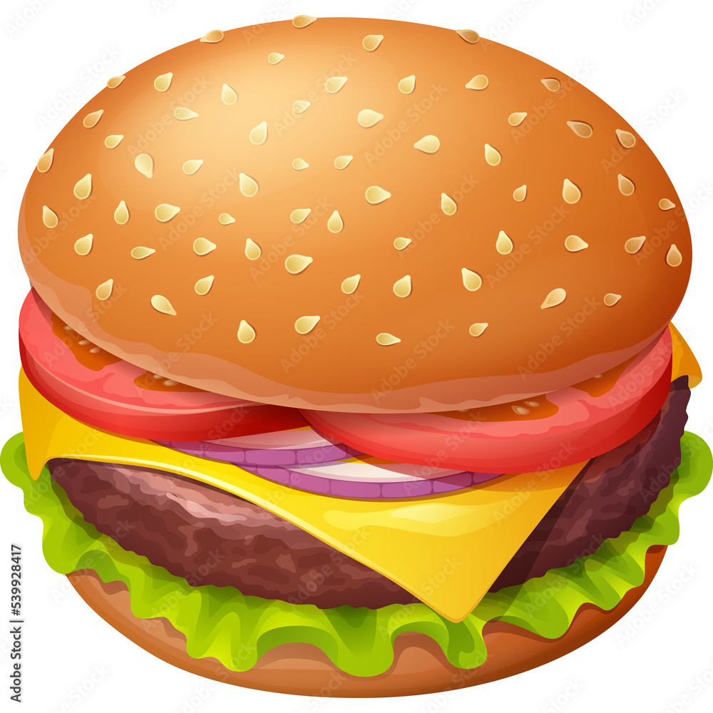 Cartoon cheeseburger Stock Illustration | Adobe Stock