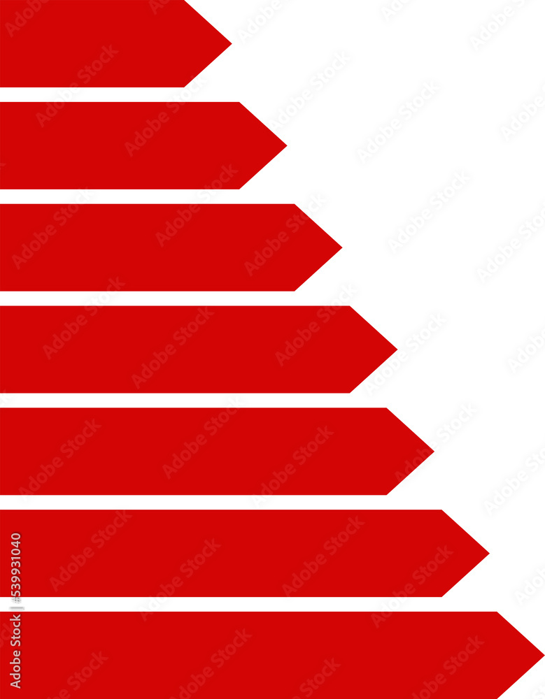 Red arrow shapes, labels. Symbol for rising costs, expenses. Isolated ...