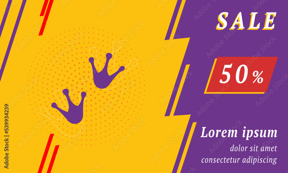 Sale promotion banner with place for your text. On the left is the frog ...