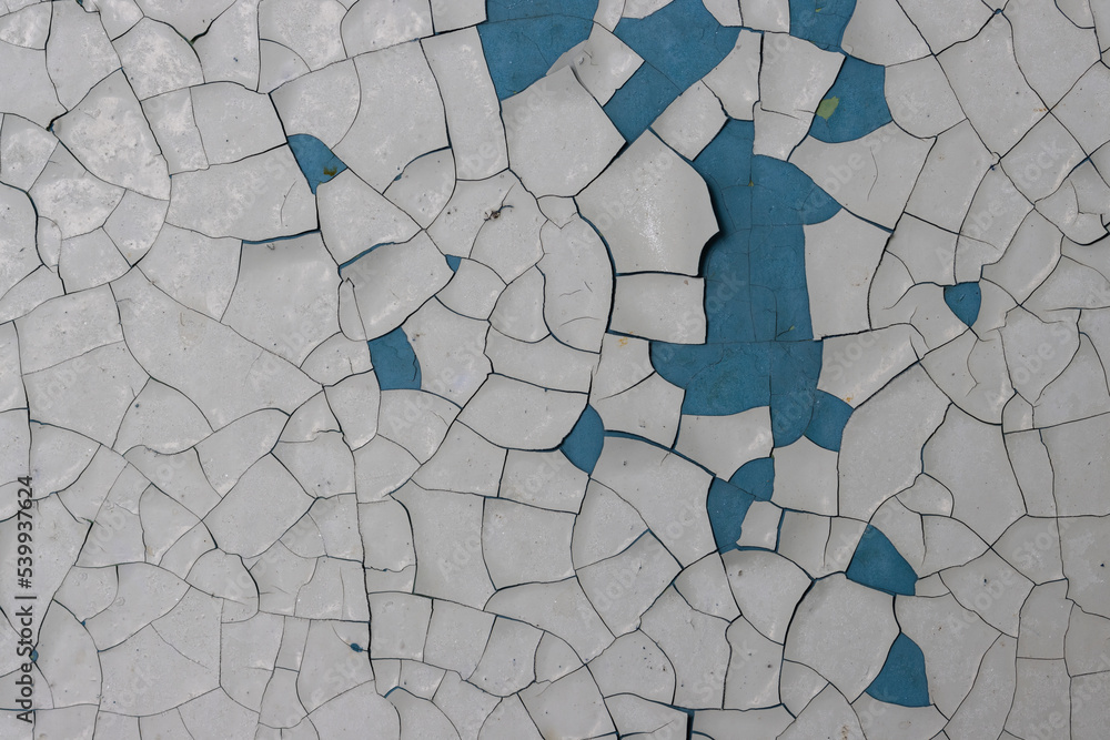 Peeling paint on the wall. Old concrete wall with cracked flaking paint ...