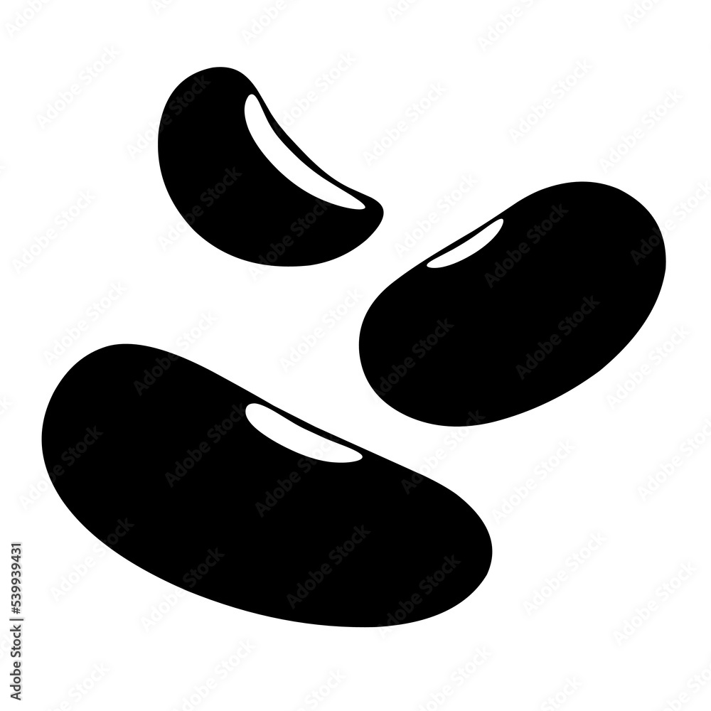 Red bean silhouette. Simple black shapes on a white background. Great ...