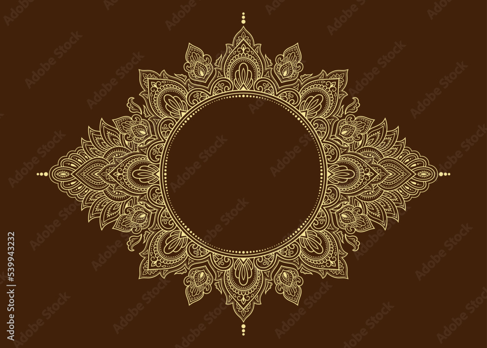 Frame in eastern tradition. Stylized with henna tattoos decorative ...