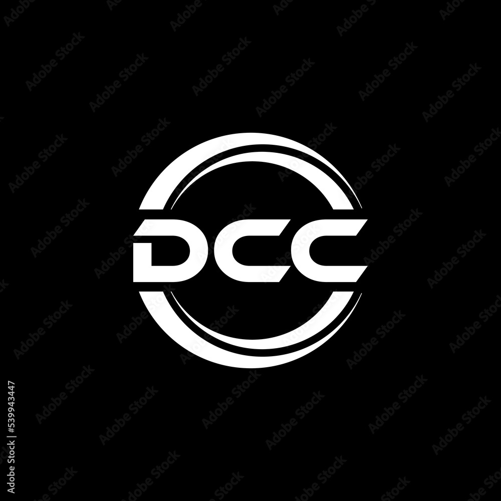 DCC letter logo design with black background in illustrator, vector ...