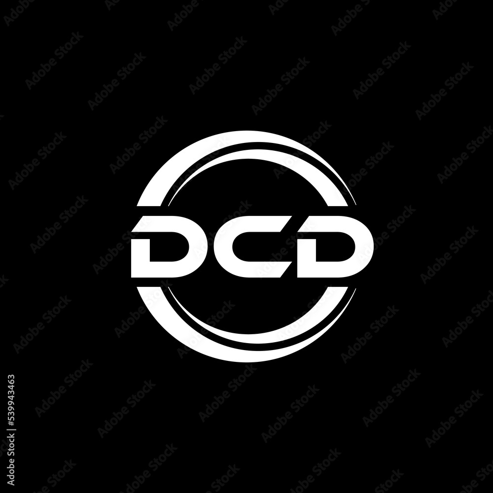Vecteur Stock DCD letter logo design with black background in ...