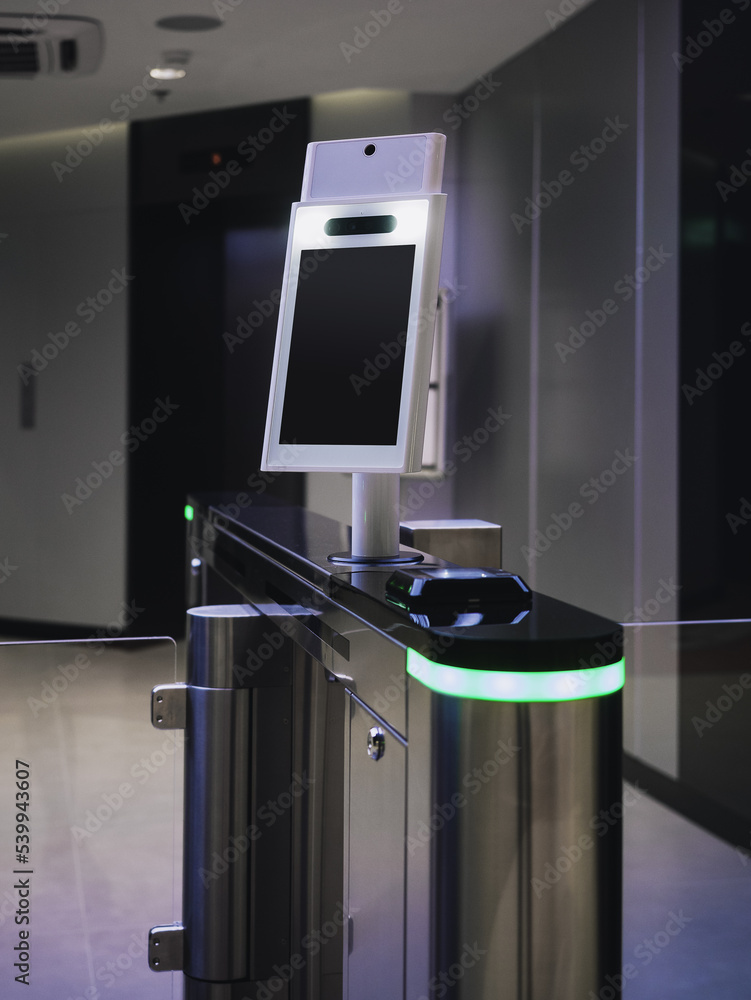 Entrance gate with Face scan screen Face Recognise Technology Security ...