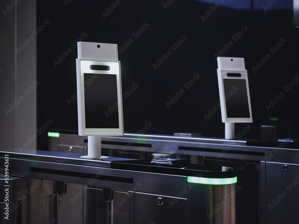 Entrance gate with Face scan screen Face Recognize Technology Security ...