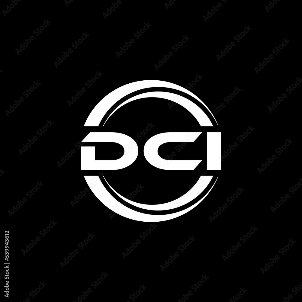 DCI letter logo design with black background in illustrator, vector ...