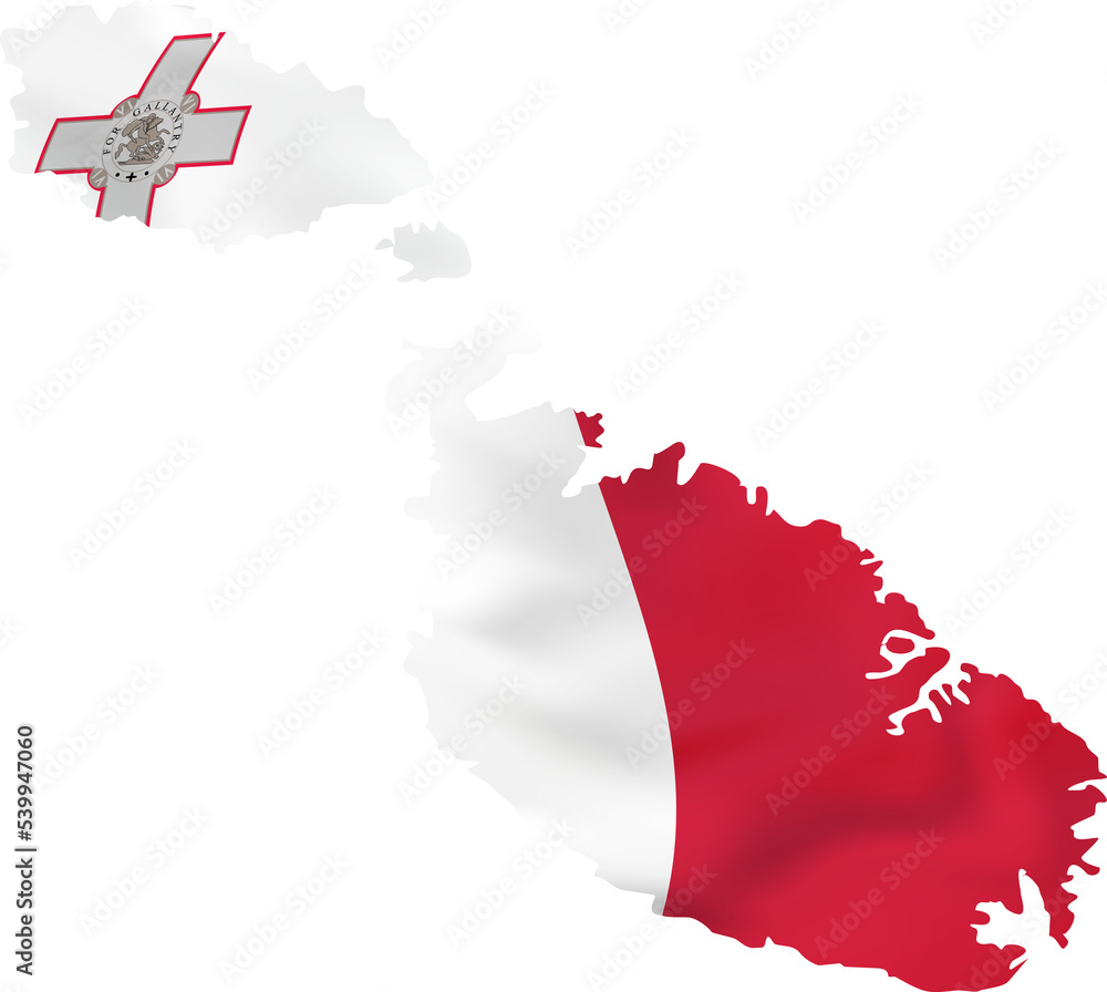 Malta map with waving flag. Stock Illustration | Adobe Stock