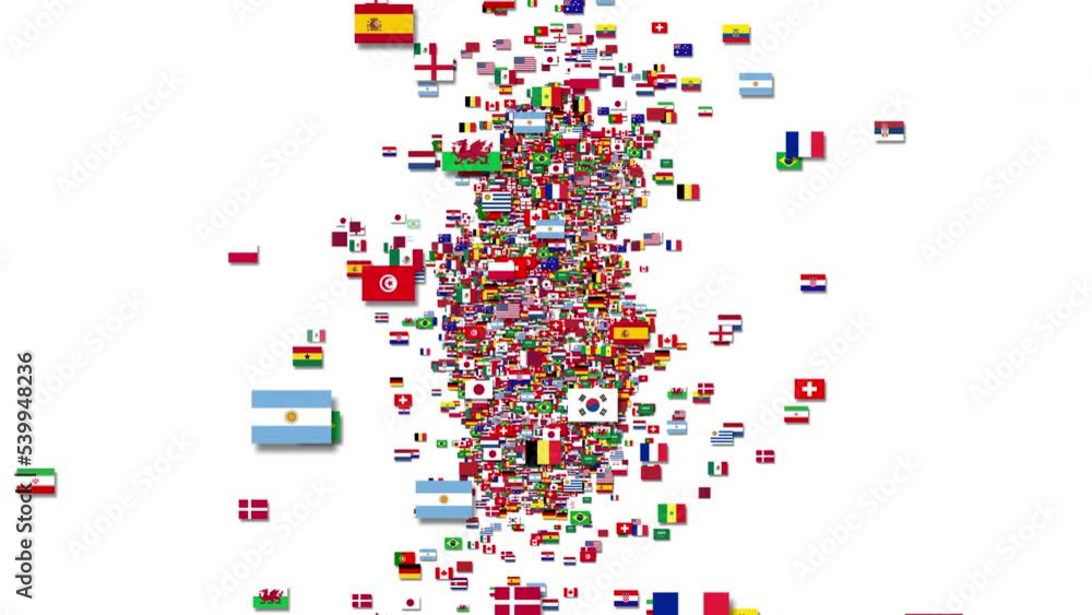 Qatar's country map is filled with different country flags. The map ...