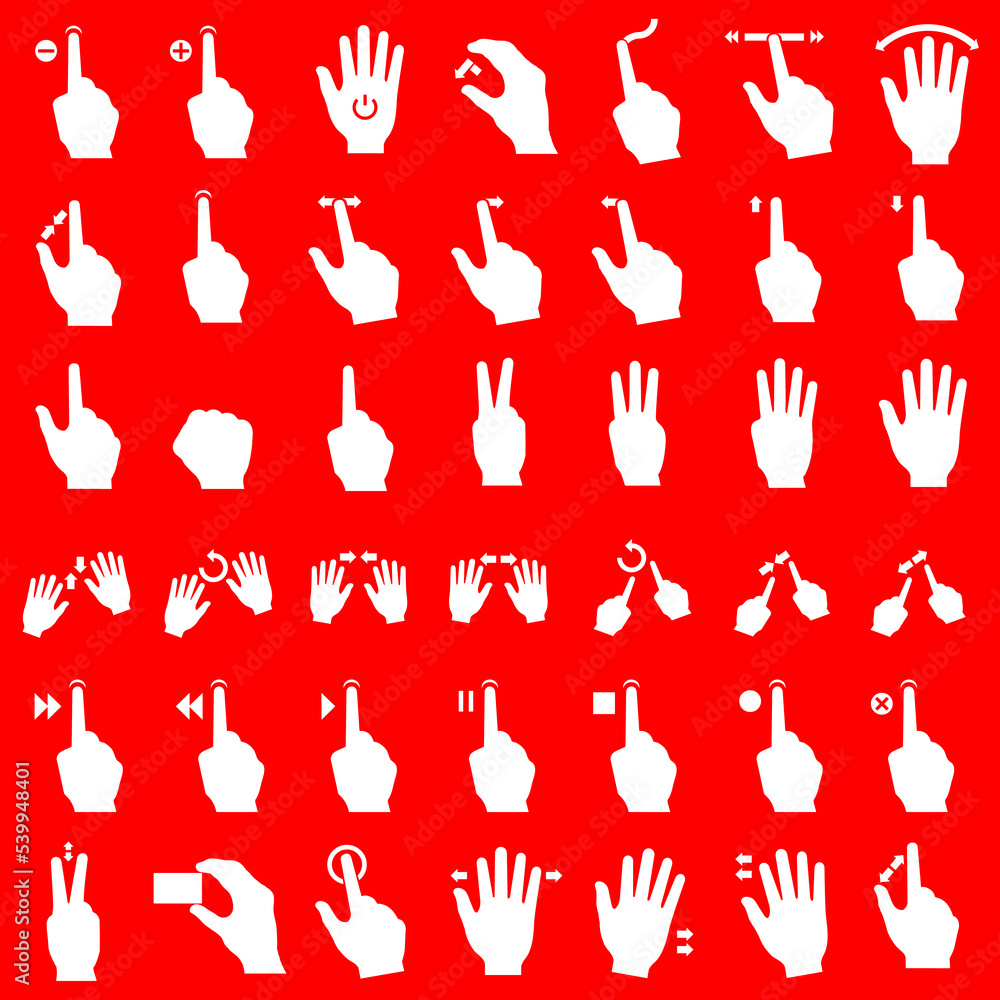 Hand gestures line icon set. Includes icons as finger interaction ...
