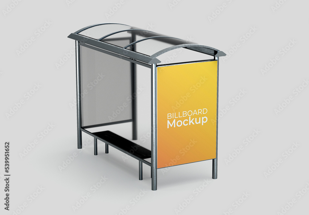 Bus Stop Billboard Aerial View Mockup Stock Template | Adobe Stock