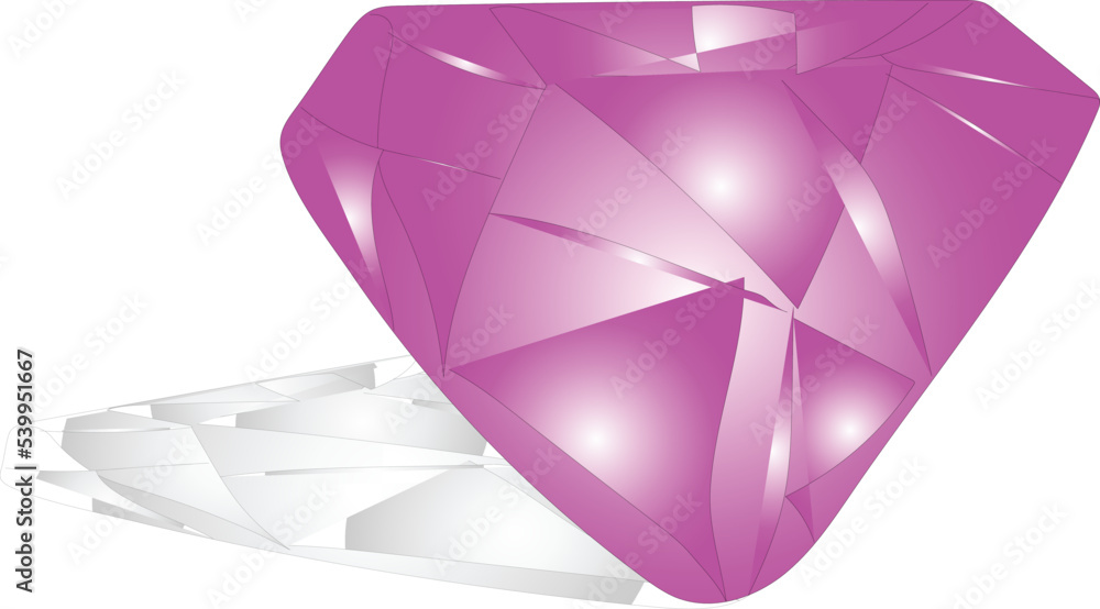 simple vector pink diamond with shadow effect Stock Vector | Adobe Stock