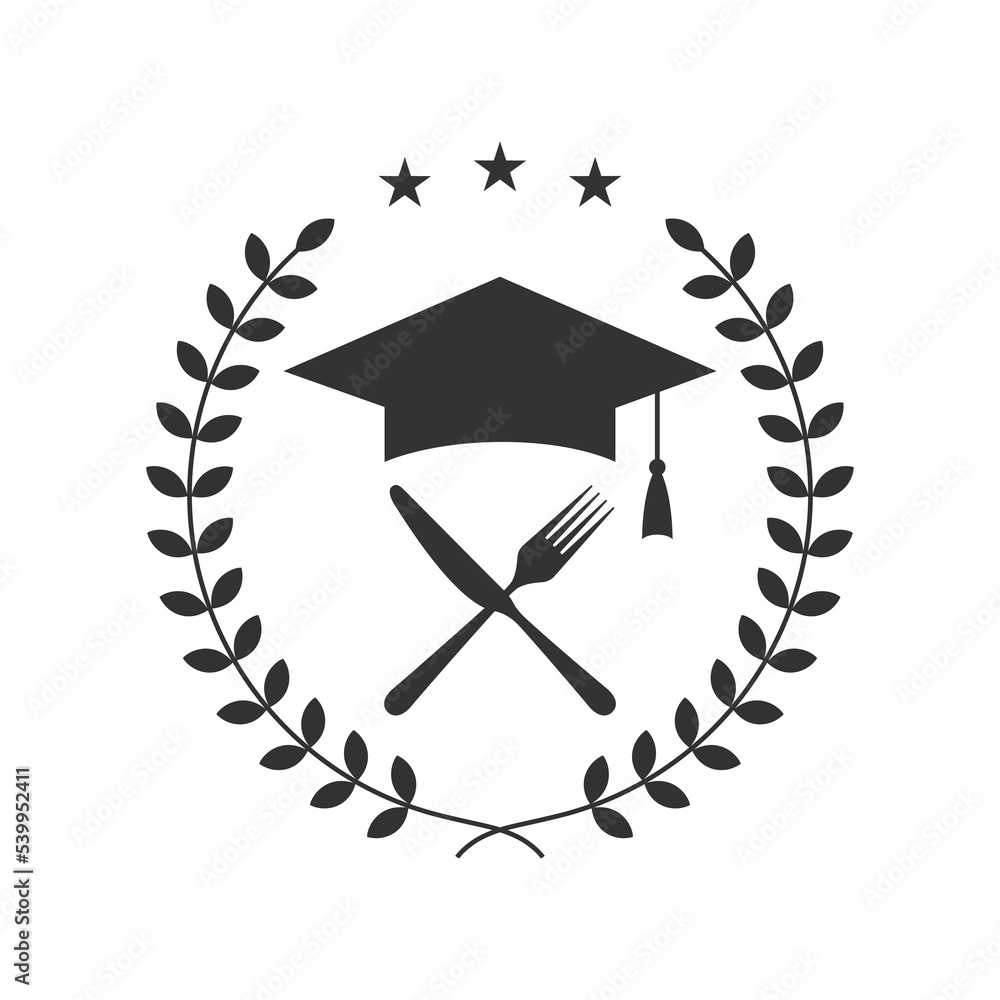 Cooking academy graphic sign. Cooking school symbol isolated on white ...