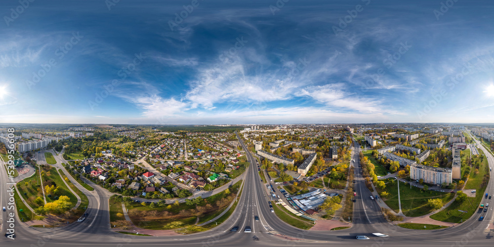 aerial full seamless spherical hdri 360 panorama view above road ...