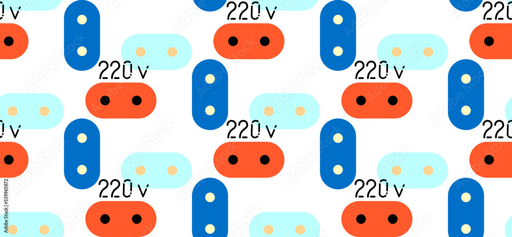 Seamless pattern. High Voltage Sign. 220 volt. Danger symbol. Flat ...