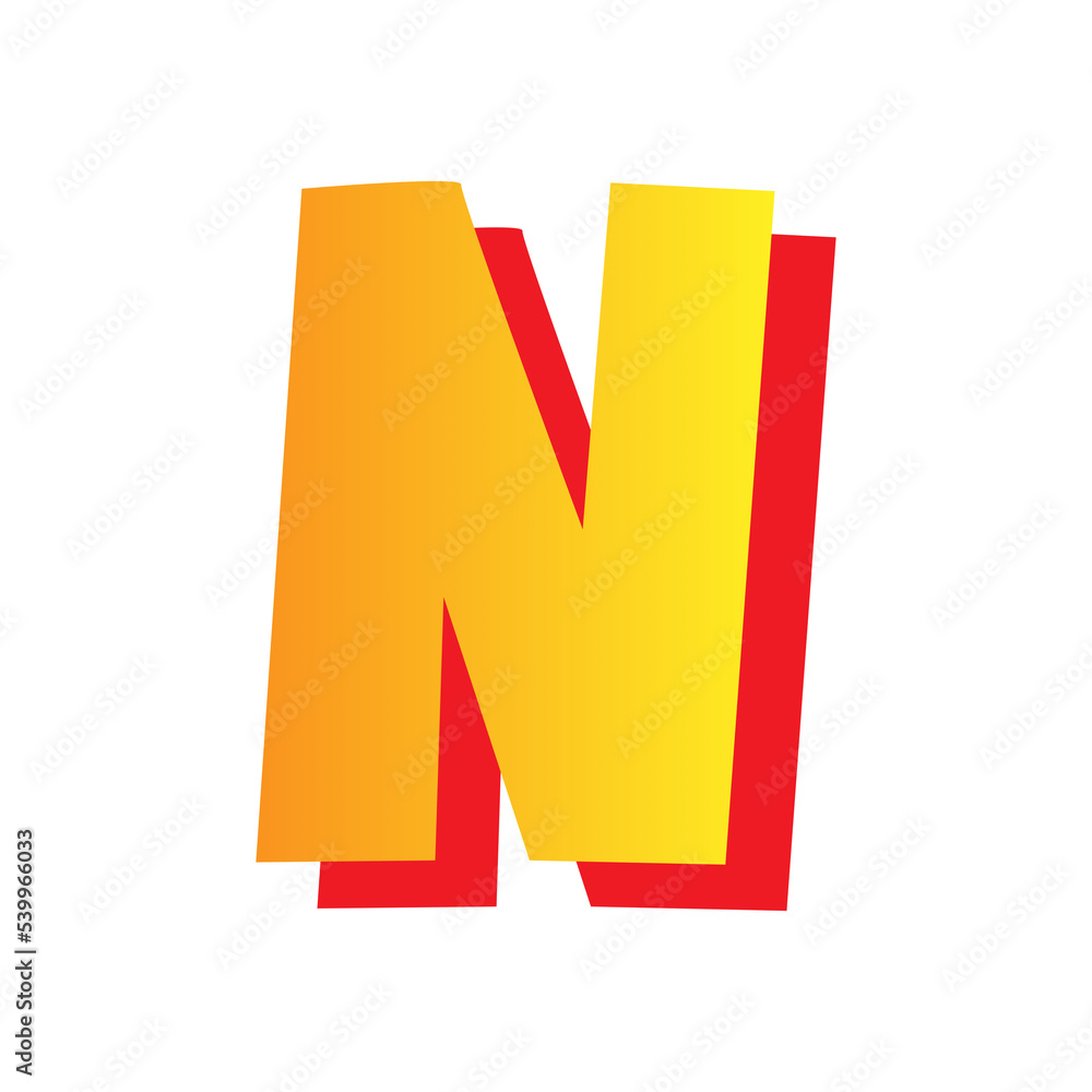 Letter n, comic style typeface with transparent background. png file ...