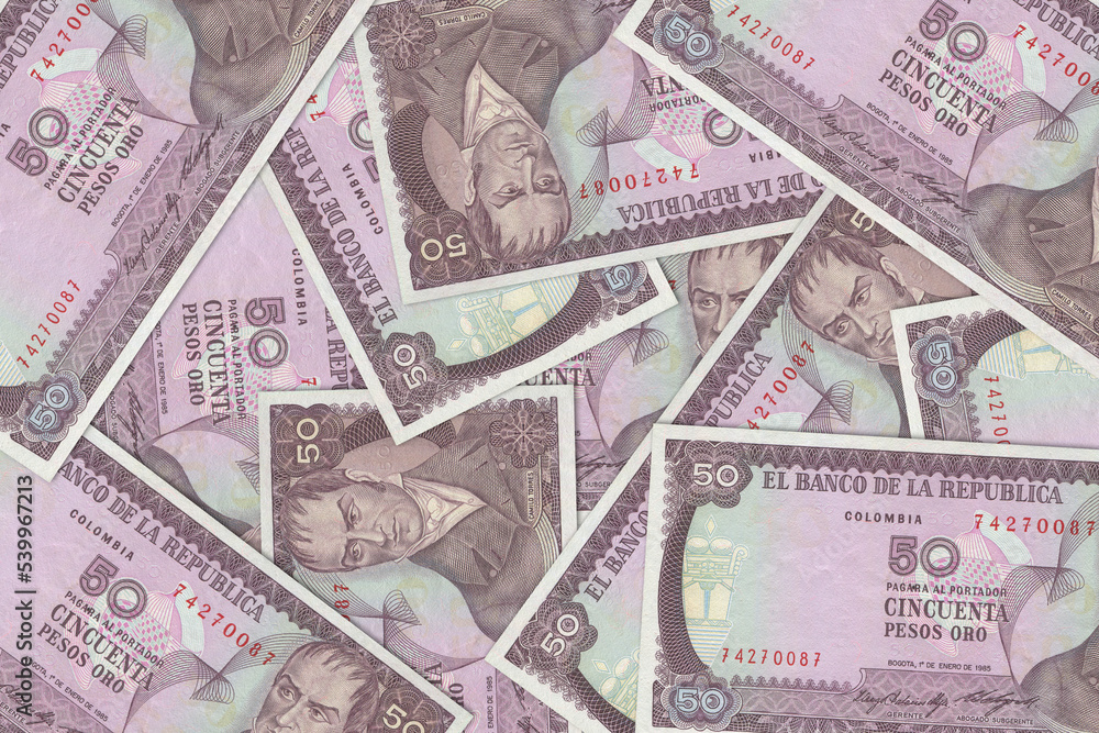 Paper money from Colombia. Colombian peso. Close up banknotes from ...