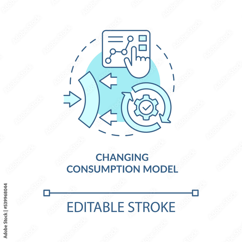 Changing consumption model turquoise concept icon. Customers behavior ...