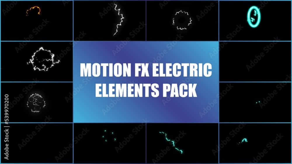 2D cartoon FX pack of electric shape elements animation. Drag and drop ...