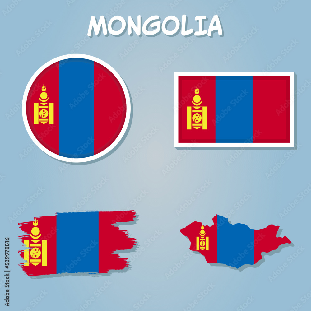 Flag Map of Mongolia, Mongolia Flag Map. Stock Vector | Adobe Stock