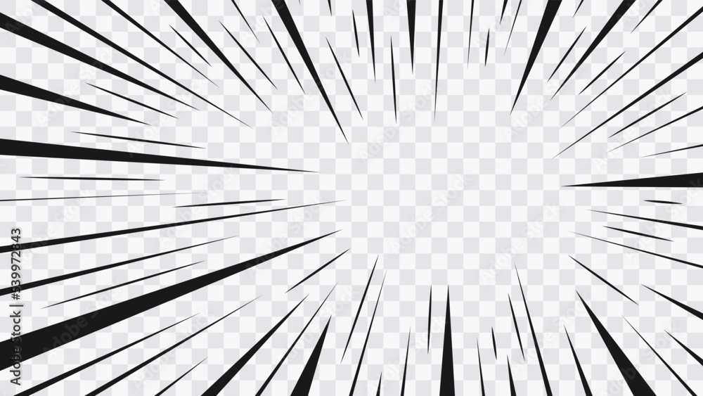 Abstract comic book flash explosion radial lines on transparent ...
