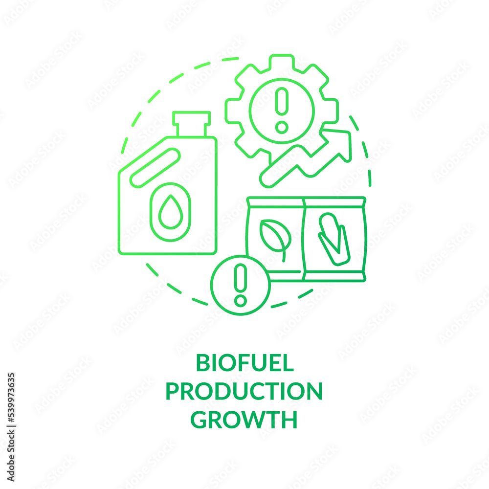 Biofuel production growth green gradient concept icon. Vegetable oils ...