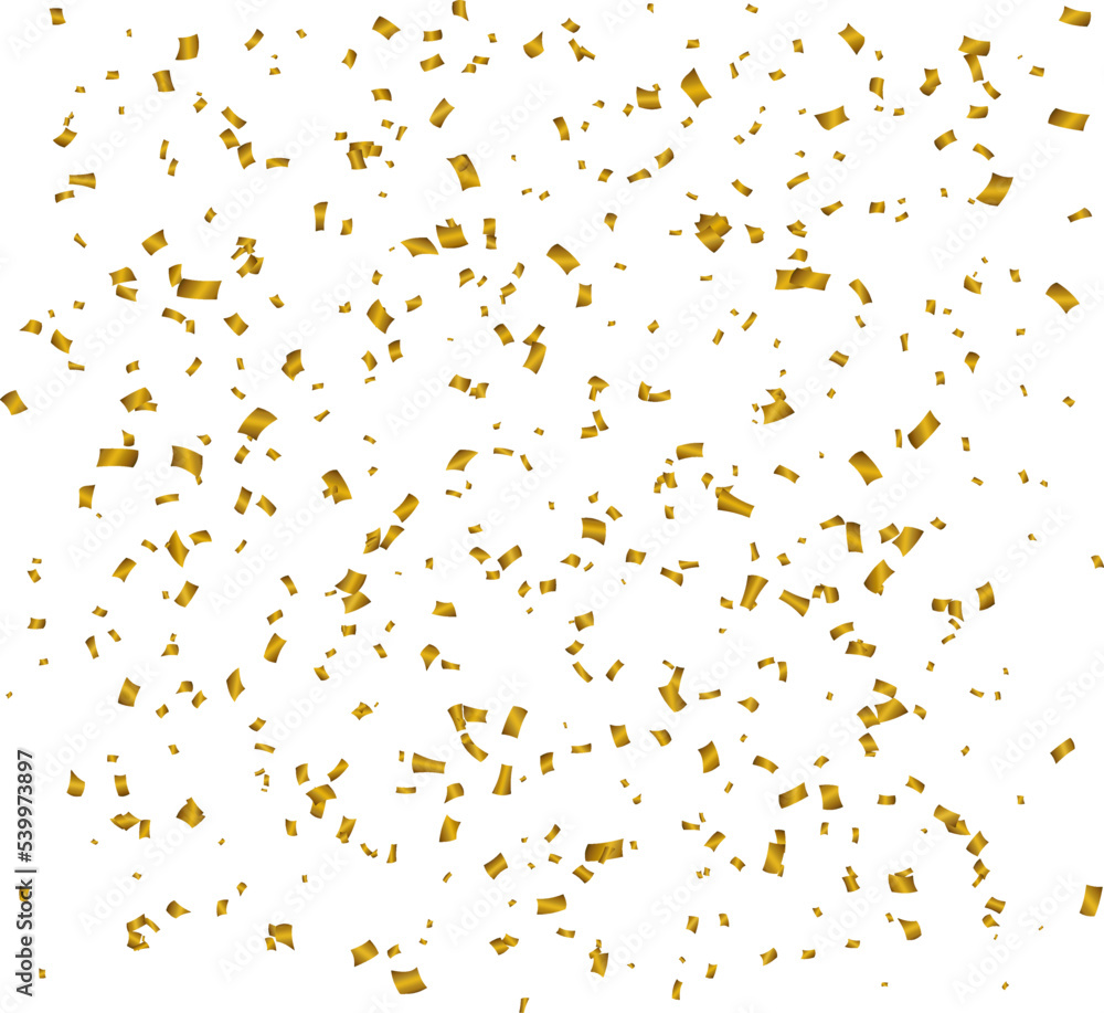 golden confetti overlay isolated on white background, vector ...