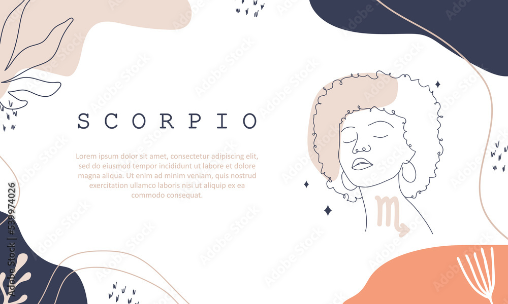 Scorpio zodiac sign. One line drawing. Astrological icon with abstract ...
