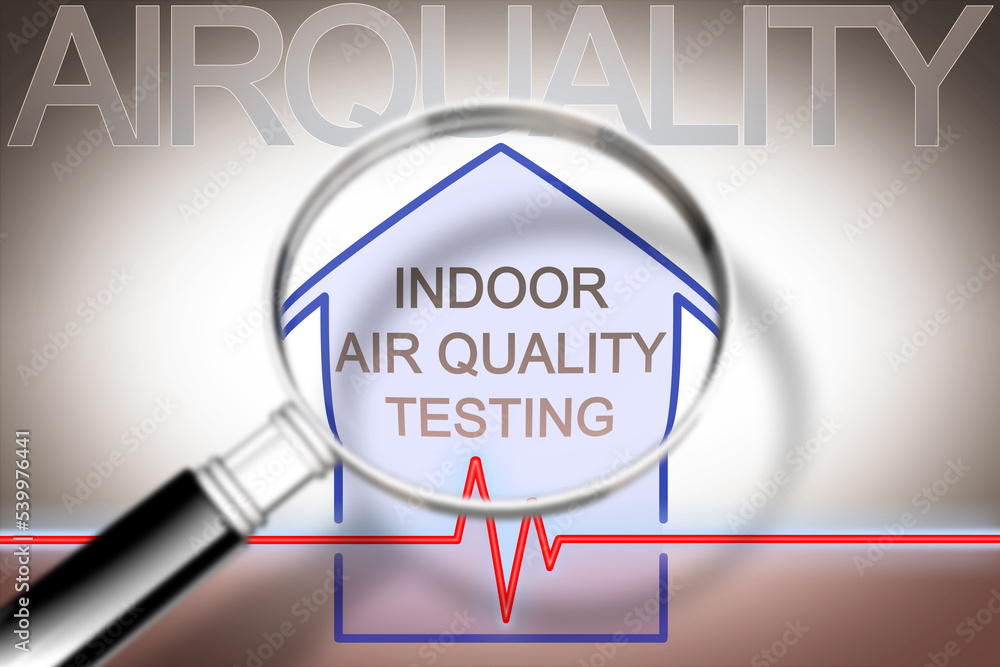 Indoor air quality testing - concept image with check-up chart about ...