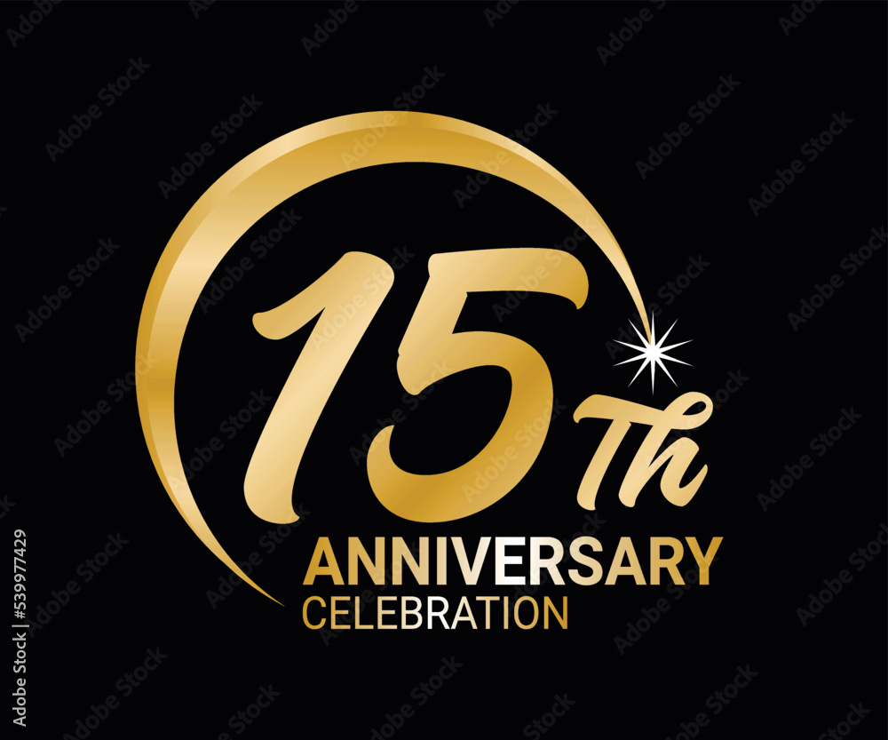 15th Anniversary ordinal number Counting vector art illustration in ...