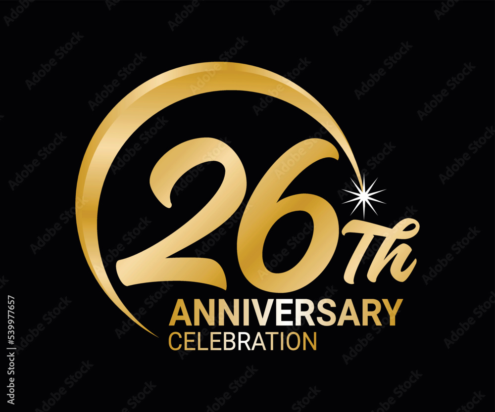 26th Anniversary ordinal number Counting vector art illustration in ...